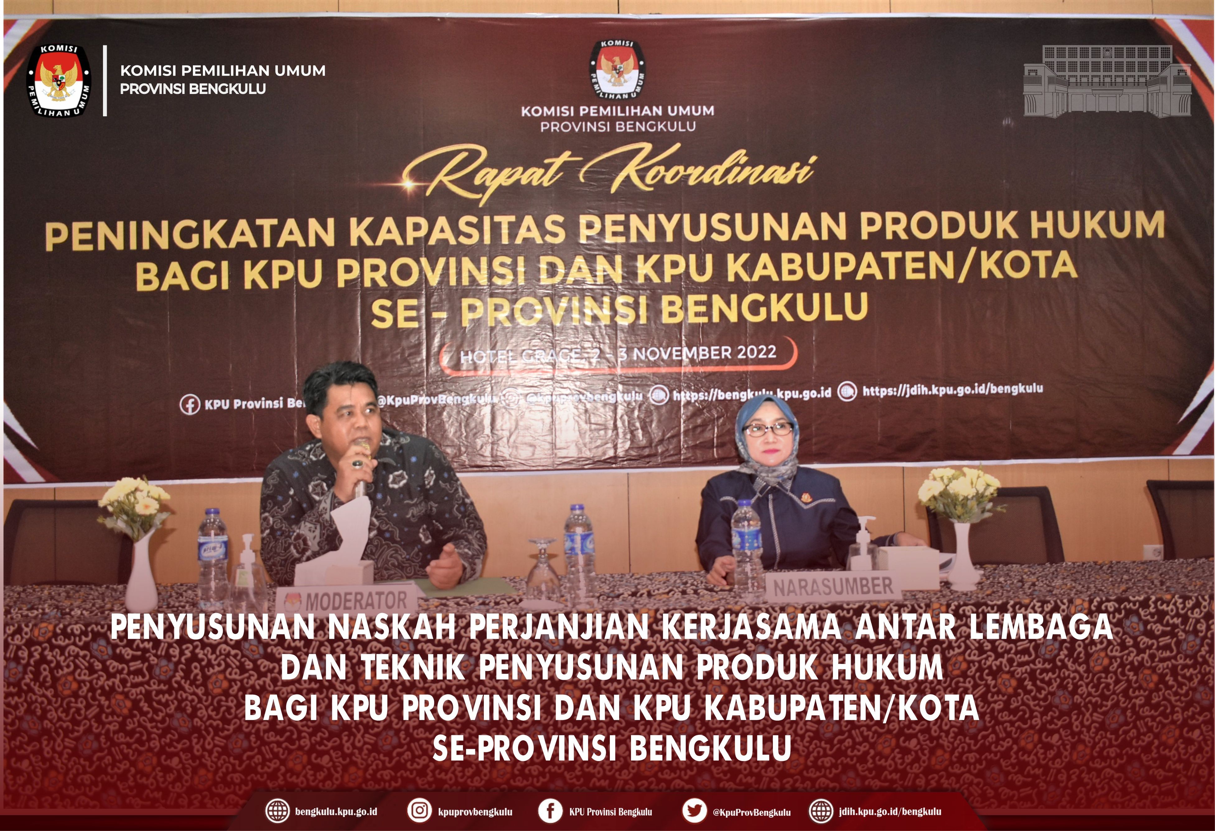 KPU BENGKULU - Pemahaman Tata Naskah Dinas dan Penyusunan Produk Hukum pada Pemilu 2024